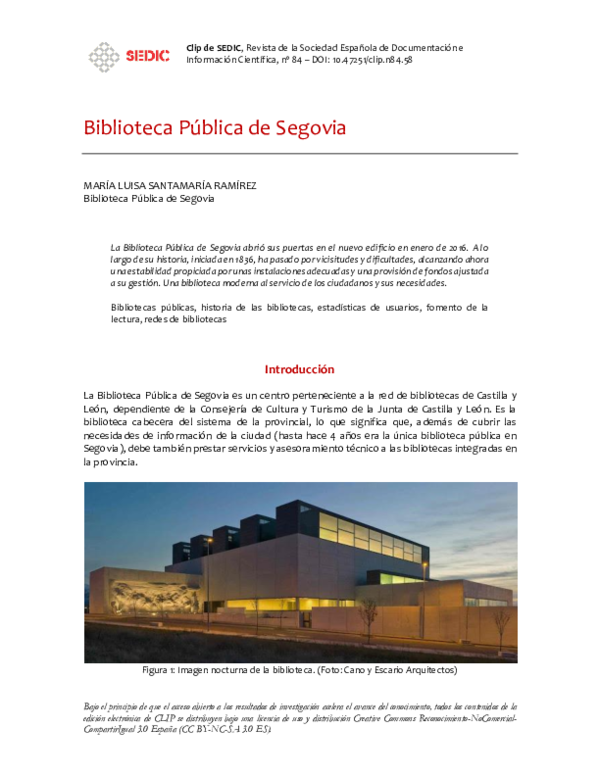 (PDF) Biblioteca Pública de Segovia