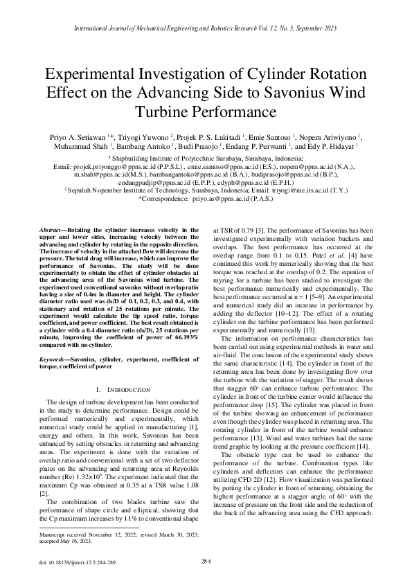 (PDF) Experimental Investigation of Cylinder Rotation Effect on the ...