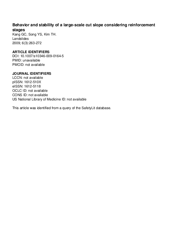 (PDF) Behavior and stability of a large-scale cut slope considering ...