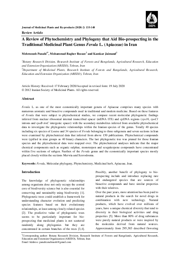 (PDF) A Review of Phytochemistry and Phylogeny that Aid Bio-prospecting ...