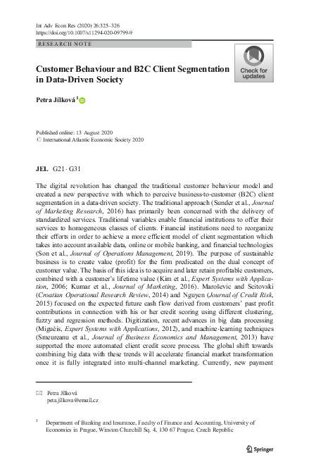 (PDF) Customer Behaviour and B2C Client Segmentation in Data-Driven Society