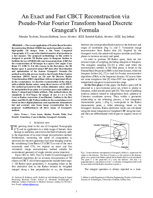 (PDF) An Exact and Fast CBCT Reconstruction via Pseudo-Polar Fourier ...