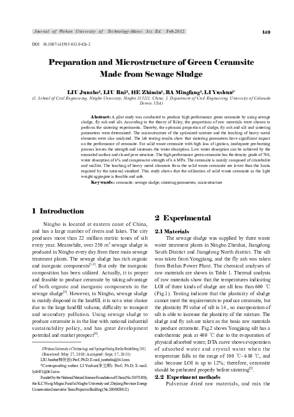 (PDF) Preparation and microstructure of green ceramsite made from ...