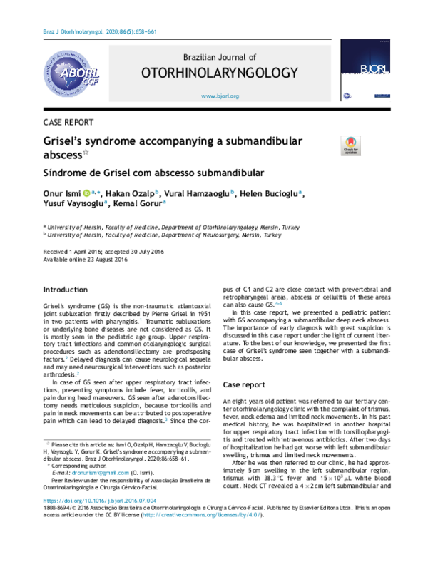 (PDF) Grisel's syndrome accompanying a submandibular abscess