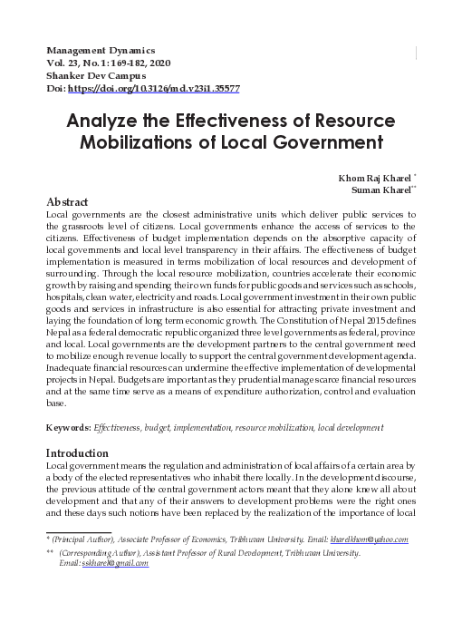 (PDF) Analyze the Effectiveness of Resource Mobilizations of Local ...