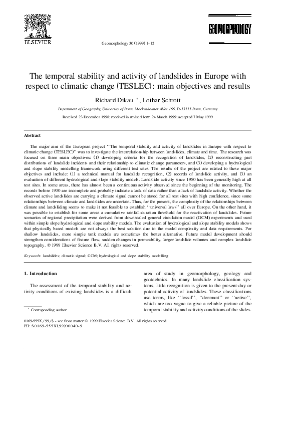 (PDF) The temporal stability and activity of landslides in Europe with ...