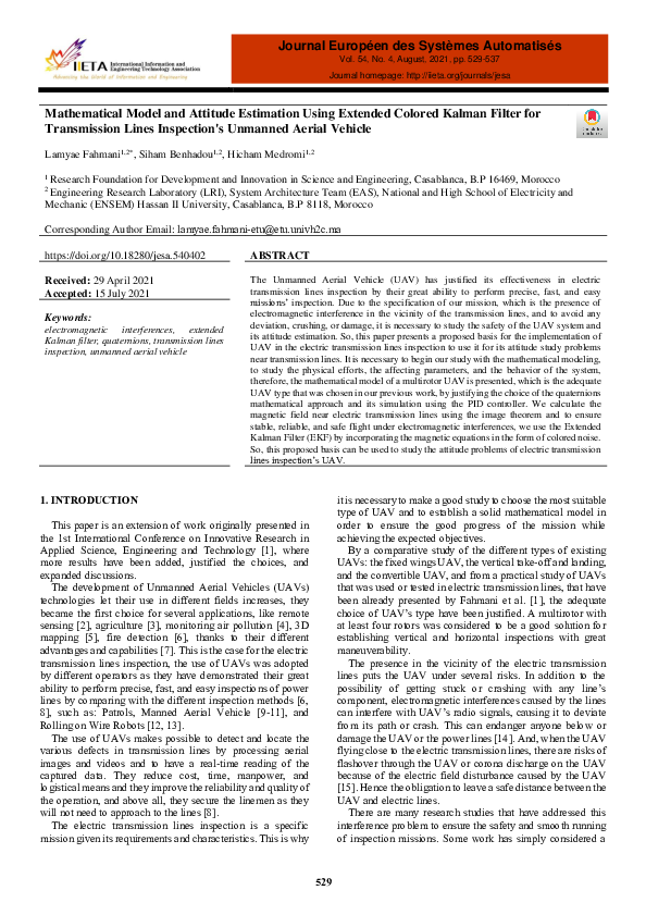 Pdf Mathematical Model And Attitude Estimation Using Extended Colored
