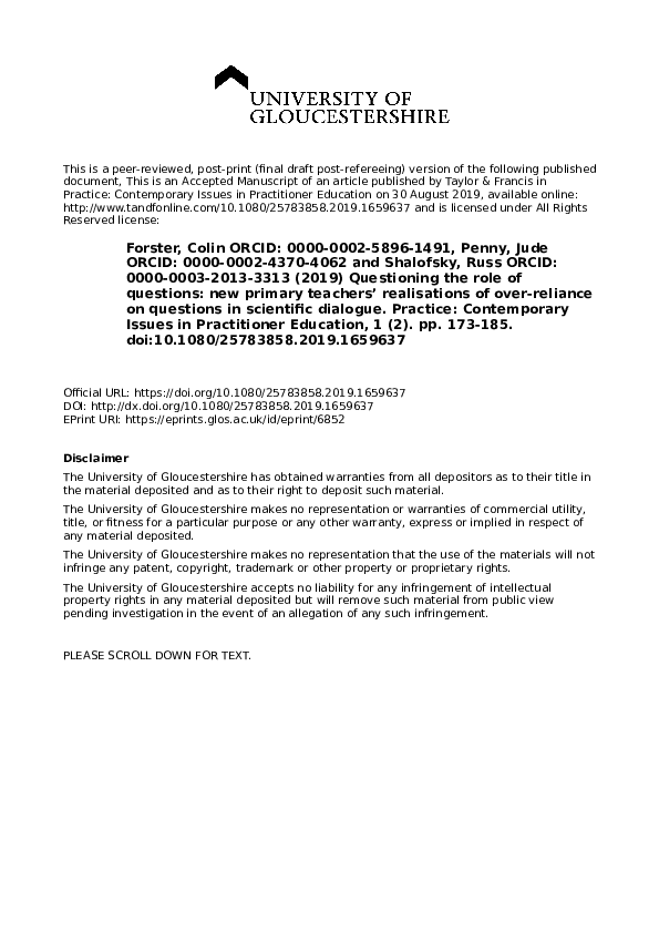(PDF) Questioning the role of questions: new primary teachers ...