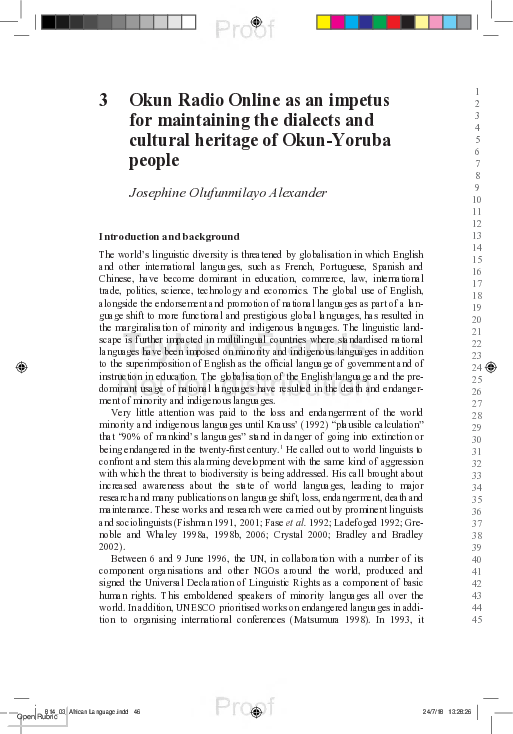 (PDF) Okun Radio Online as an impetus for maintaining the dialects and ...