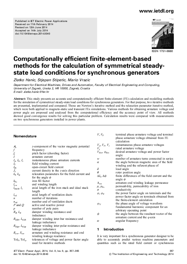 (PDF) Computationally-efficient finite-element-based thermal models of electric machines | Tae ...