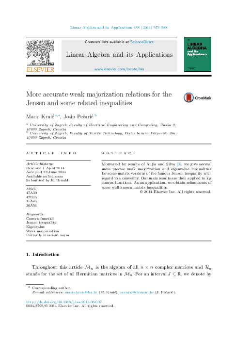 (PDF) More accurate weak majorization relations for the Jensen and some related inequalities