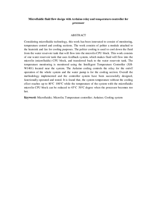 (PDF) Microfluidic Fluid Flow Design with Arduino Relay and Temperature ...