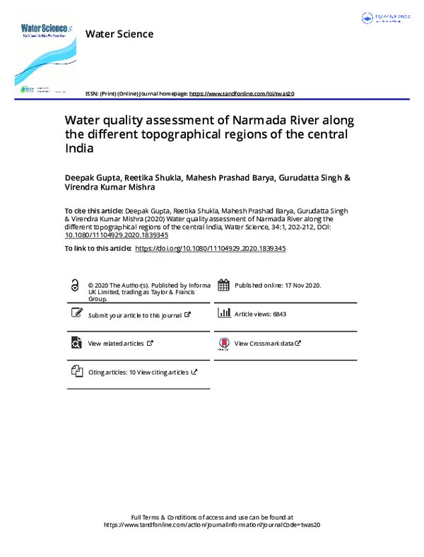 (PDF) Water quality assessment of Narmada River along the different ...