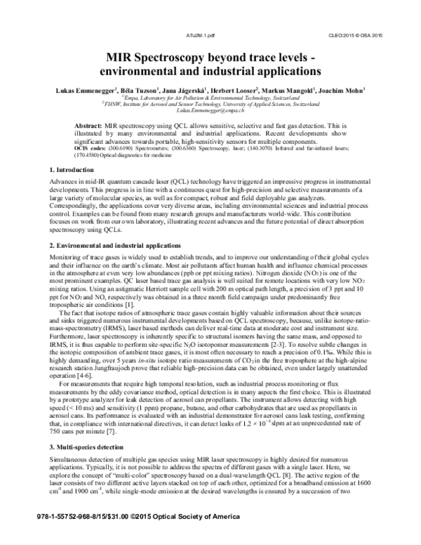 (PDF) MIR Spectroscopy beyond trace levels - environmental and ...