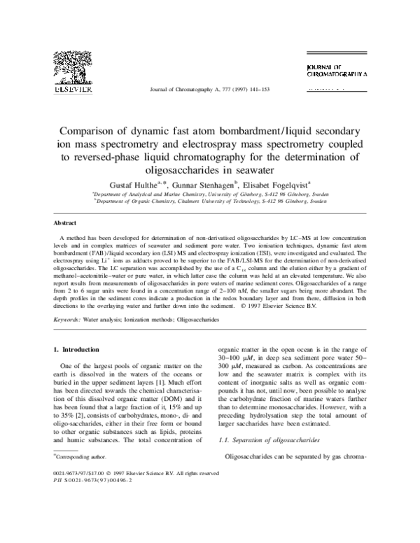 (PDF) Comparison of dynamic fast atom bombardment/liquid secondary ion ...