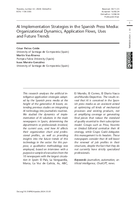 (PDF) AI Implementation Strategies in the Spanish Press Media ...