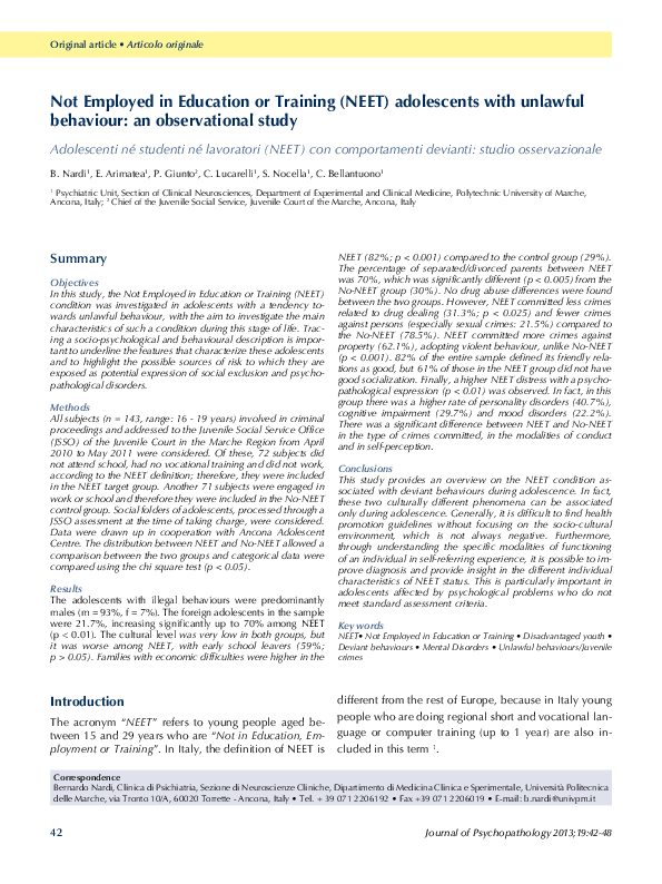 (PDF) Not Employed in Education or Training (NEET) adolescents with ...