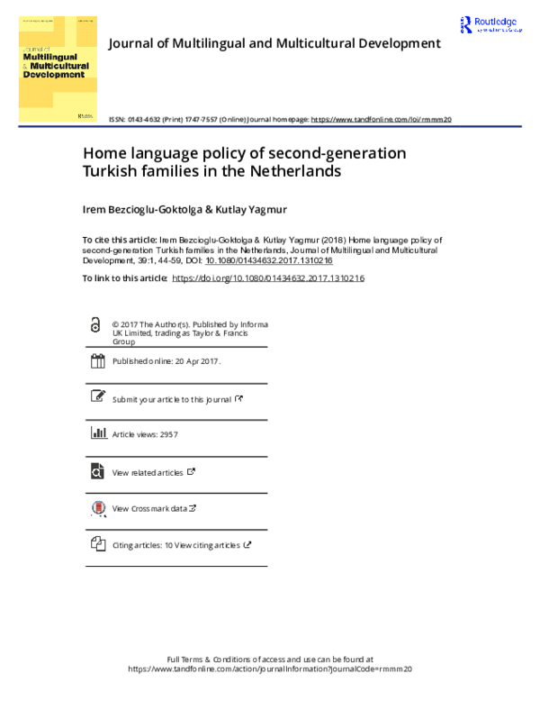 (PDF) Home language policy of second-generation Turkish families in the ...