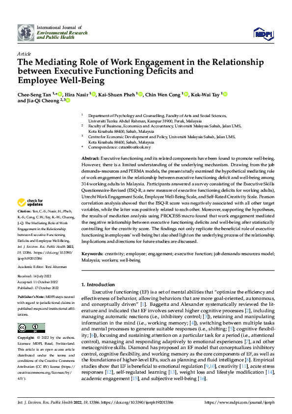 (PDF) The Mediating Role of Work Engagement in the Relationship between ...