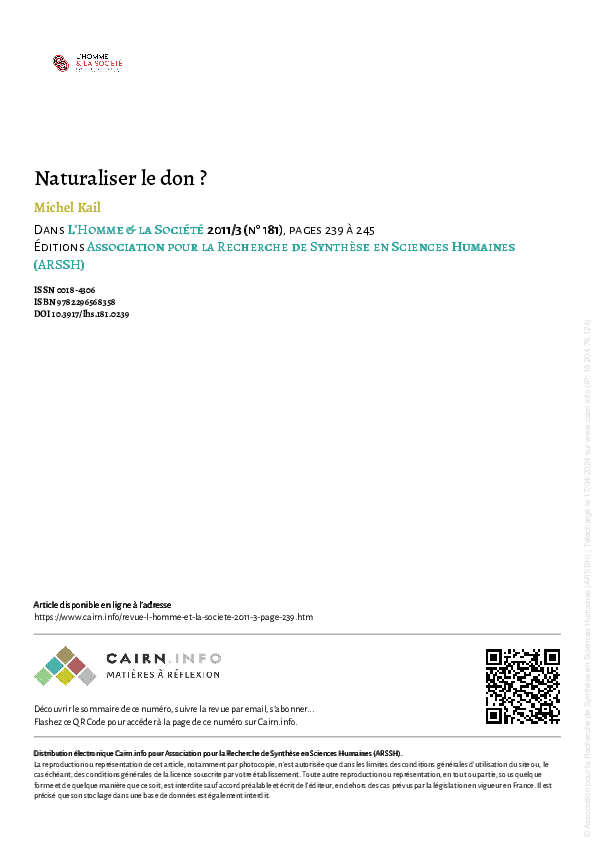 (PDF) Naturaliser le don