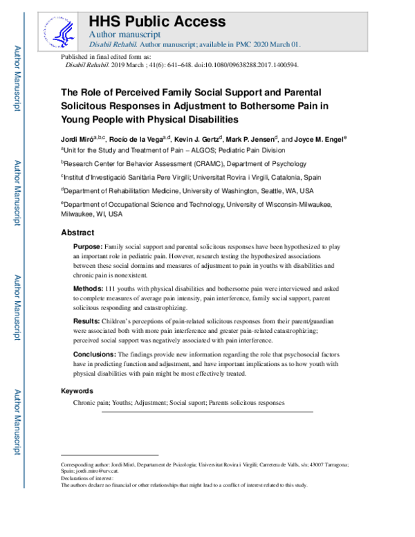 (PDF) The role of perceived family social support and parental ...
