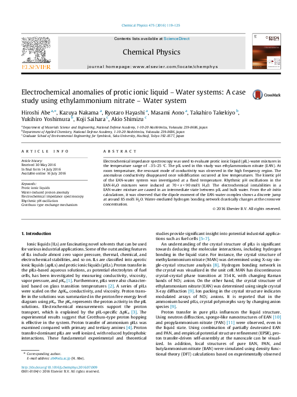 (PDF) Electrochemical anomalies of protic ionic liquid – Water systems ...