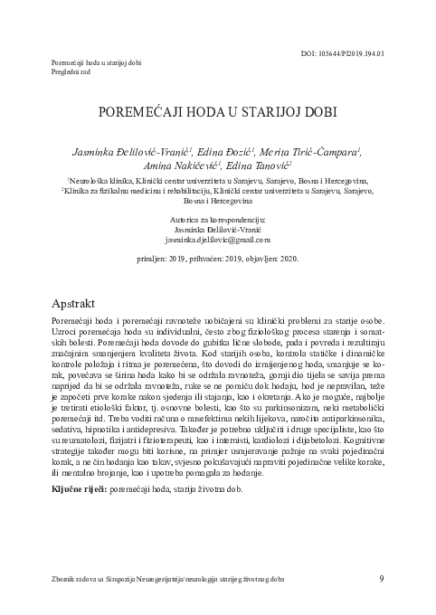 (PDF) Poremećaji Hoda U Starijoj Dobi