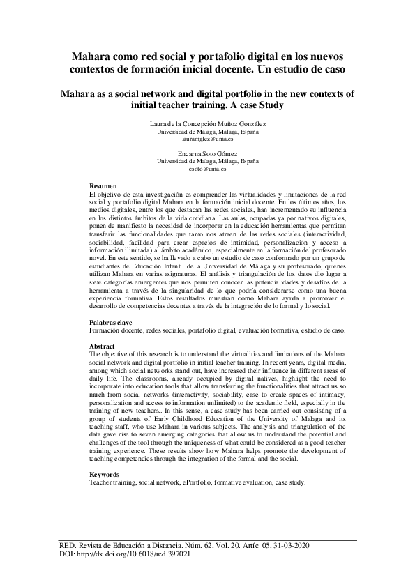 (PDF) Mahara como red social y portafolio digital en los nuevos ...