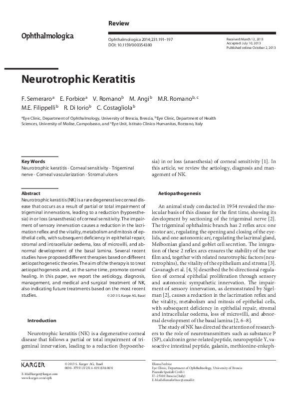 (PDF) Neurotrophic Keratitis