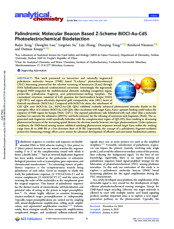 (PDF) Palindromic Molecular Beacon Based Z-Scheme BiOCl-Au-CdS Photoelectrochemical Biodetection