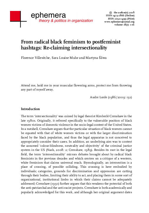 (PDF) From Radical Black Feminism to Postfeminist Hashtags: Re-claiming ...