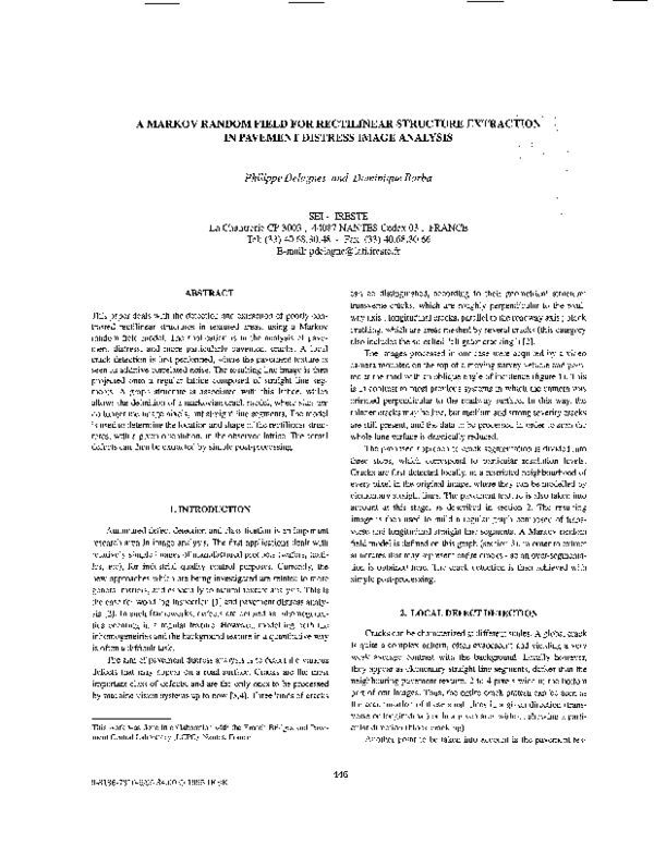 (PDF) A Markov random field for rectilinear structure extraction in pavement distress image analysis