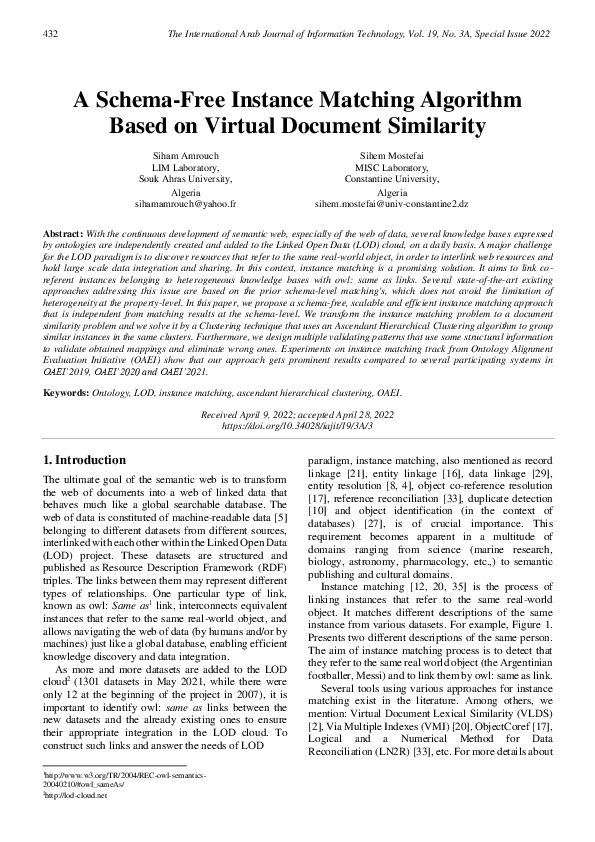 Pdf A Schema Free Instance Matching Algorithm Based On Virtual