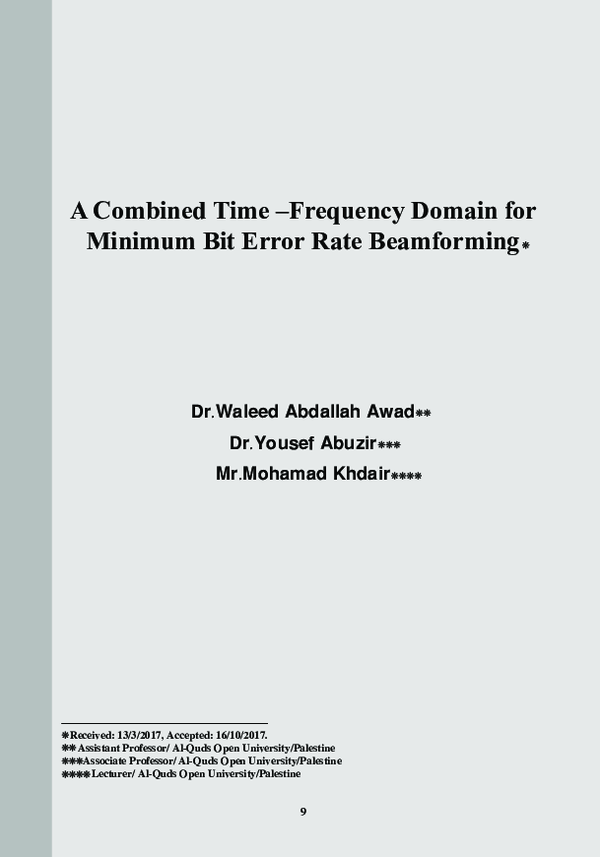 Pdf A Combined Time Frequency Domain For Minimum Bit Error Rate Beamforming Mohamad Khdair