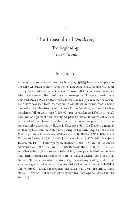 (PDF) 2024. "The Theosophical Daodejing: The Beginnings." In Lukas K ...