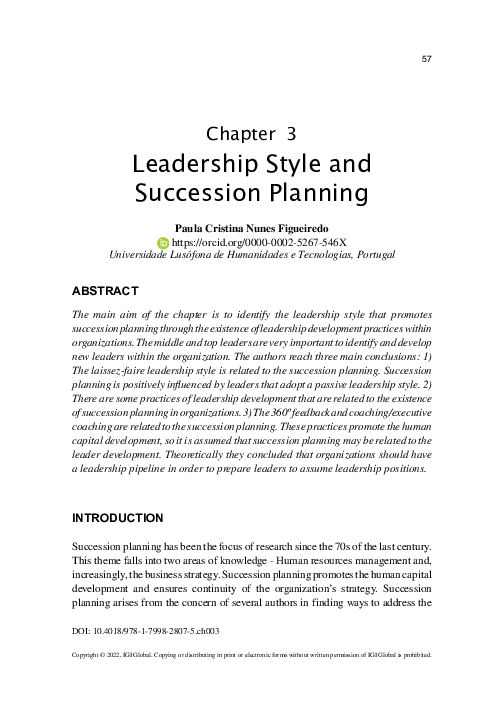 (PDF) Leadership Style and Succession Planning