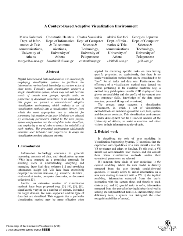 Pdf A Context Based Adaptive Visualization Environment Costas