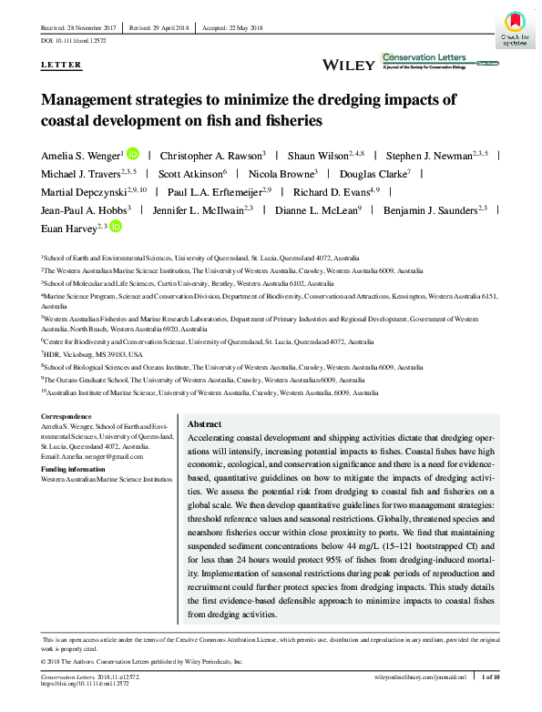 (PDF) Management strategies to minimize the dredging impacts of coastal ...
