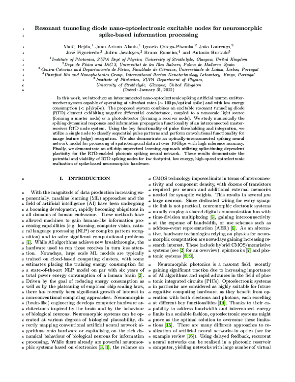 (PDF) Resonant Tunneling Diode Nano-Optoelectronic Excitable Nodes for Neuromorphic Spike-Based ...