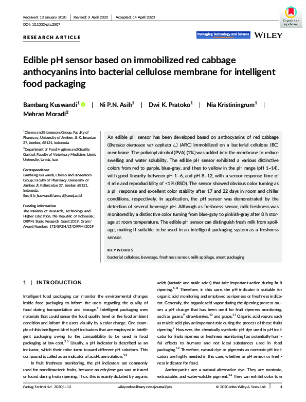 (PDF) Edible pH sensor based on immobilized red cabbage anthocyanins ...