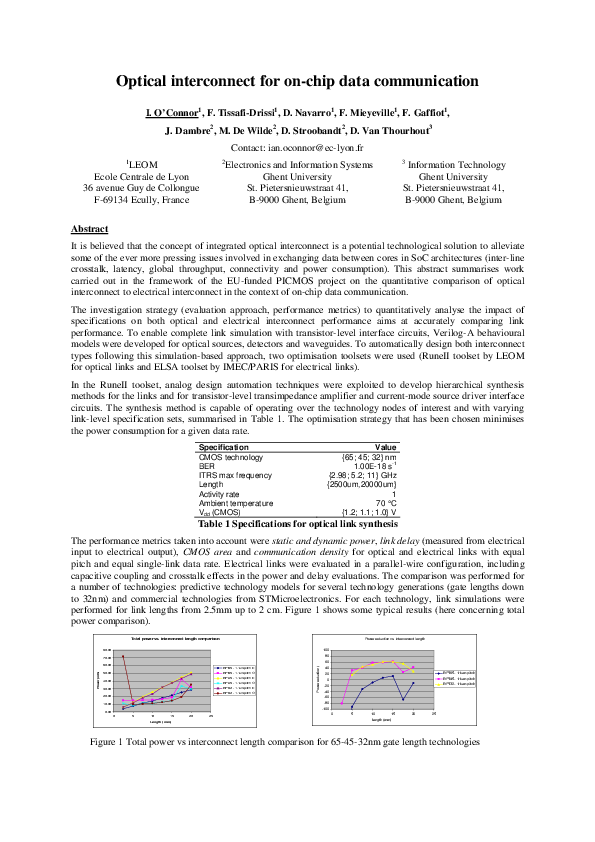 (PDF) Optical interconnect for on-chip data communication