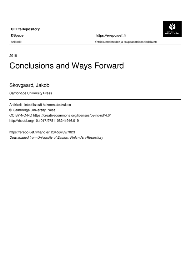 (PDF) Conclusions and ways forward