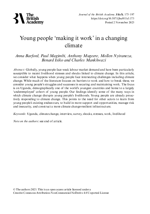(PDF) Young people 'making it work' in a changing climate