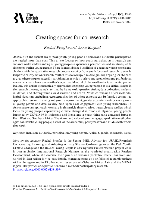 (PDF) Creating spaces for co-research