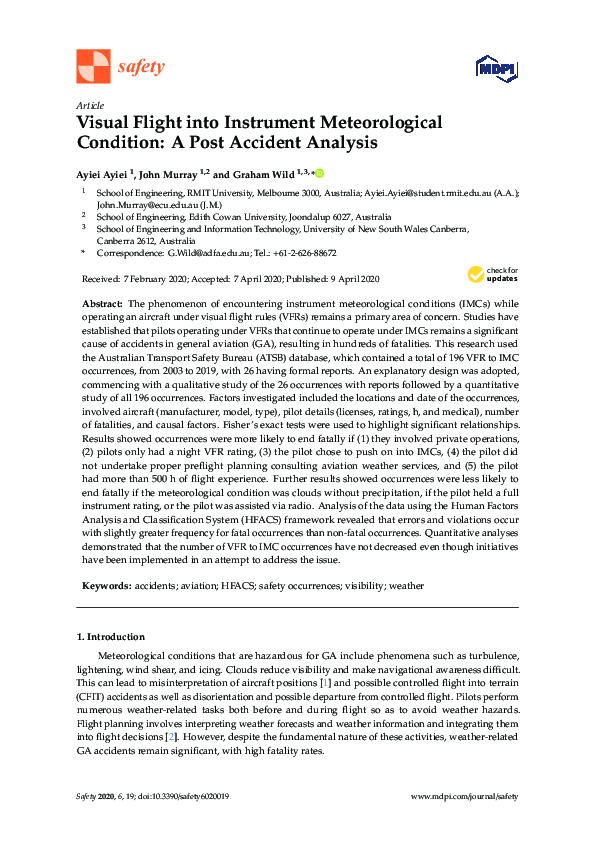 (PDF) Visual Flight into Instrument Meteorological Condition: A Post ...