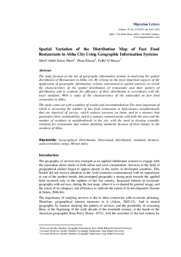 (PDF) Spatial Variation of the Distribution Map of Fast Food ...
