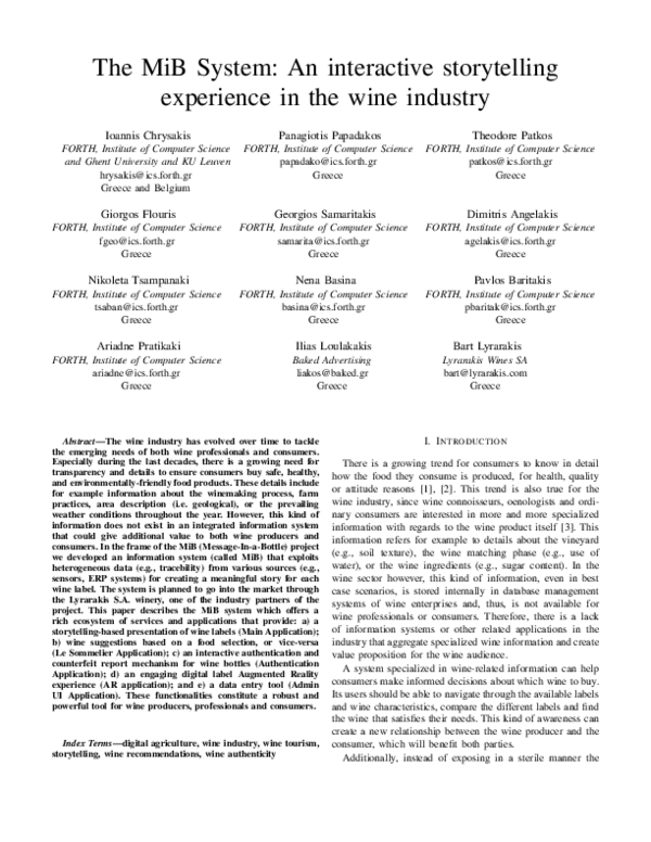 (PDF) The MiB System: An interactive storytelling experience in the ...