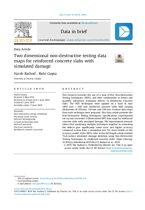 (PDF) Two Dimensional Non-Destructive Testing data maps for Reinforced ...