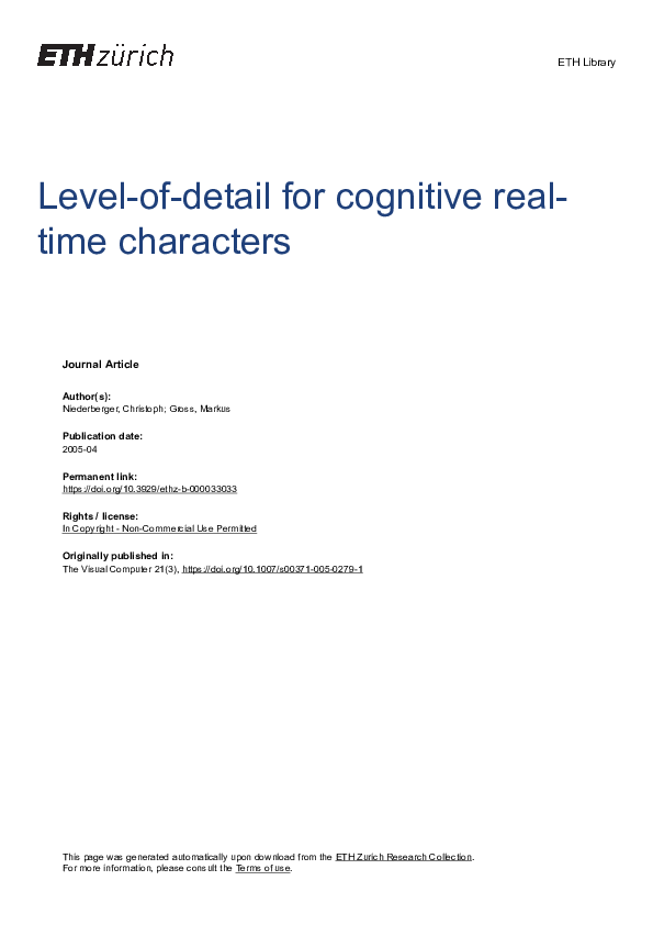 (PDF) Level-of-detail for cognitive real-time characters