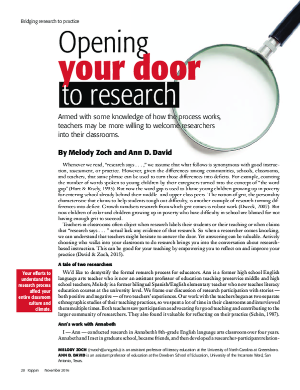 (PDF) Opening your door to research